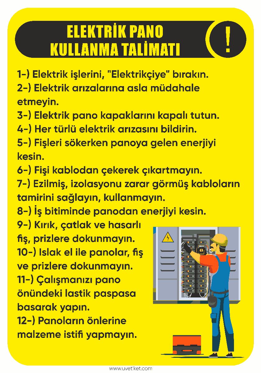 Elektrik Pano Kullanma Talimatı - UV Etiket